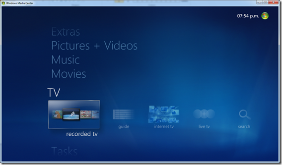 Configurando el TV en Windows Media Center